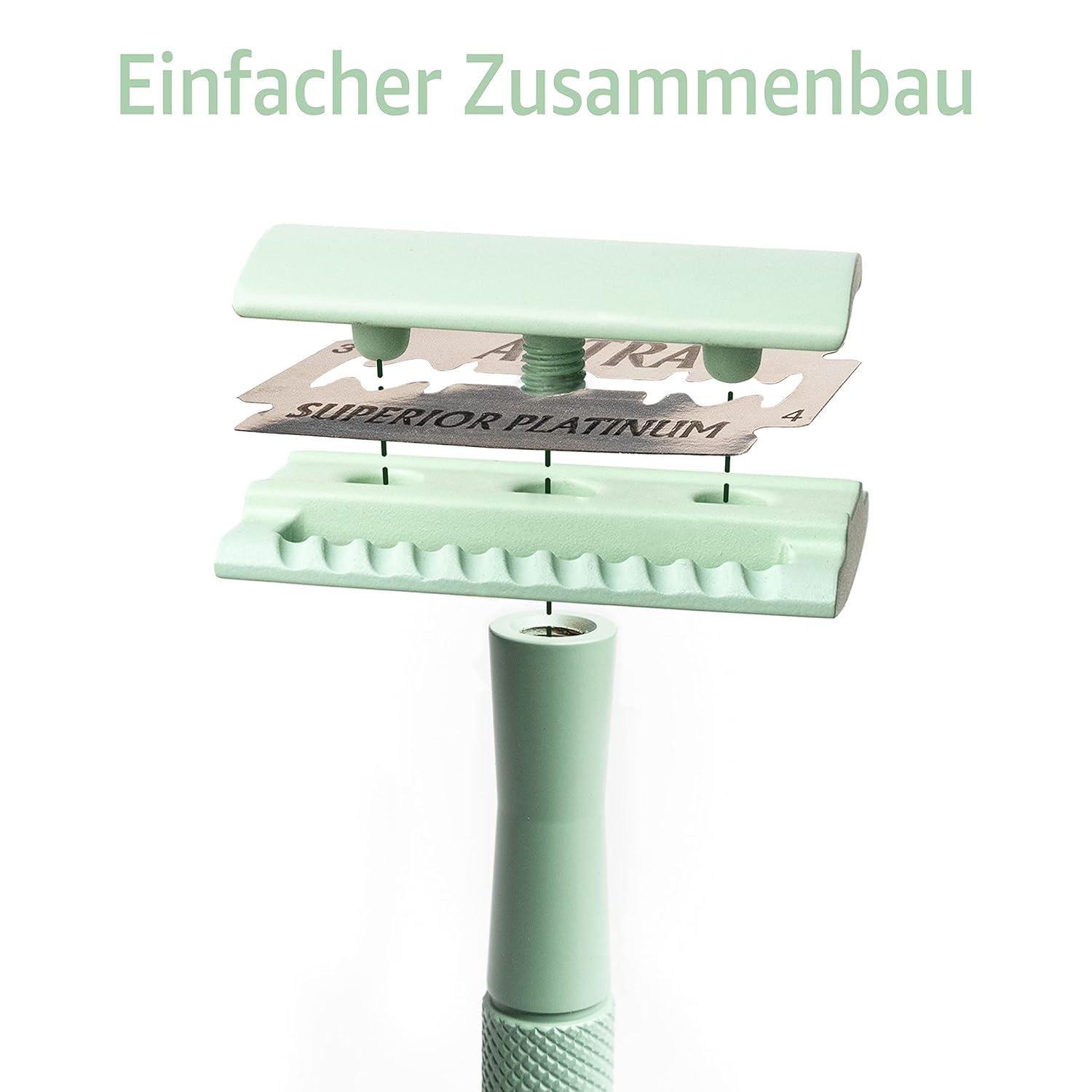 Anymale Plastic-Free Mint Razor Plane Set Eco-Friendly Wet Razor for ...