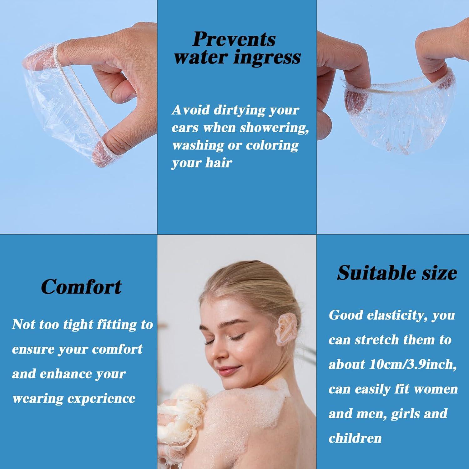 100 Waterproof Disposable Ear Protectors - Transparent Shower Ear ...