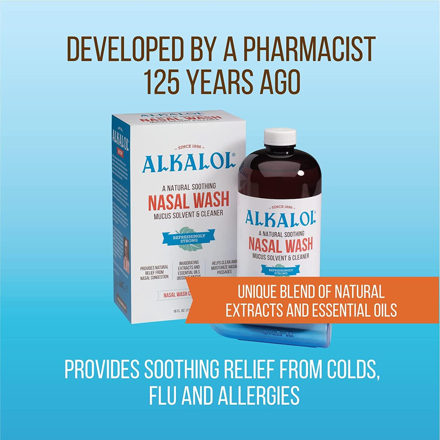 Alkalol Natural Nasal Wash with Menthol - 2 Piece Set | Soothing Relief ...