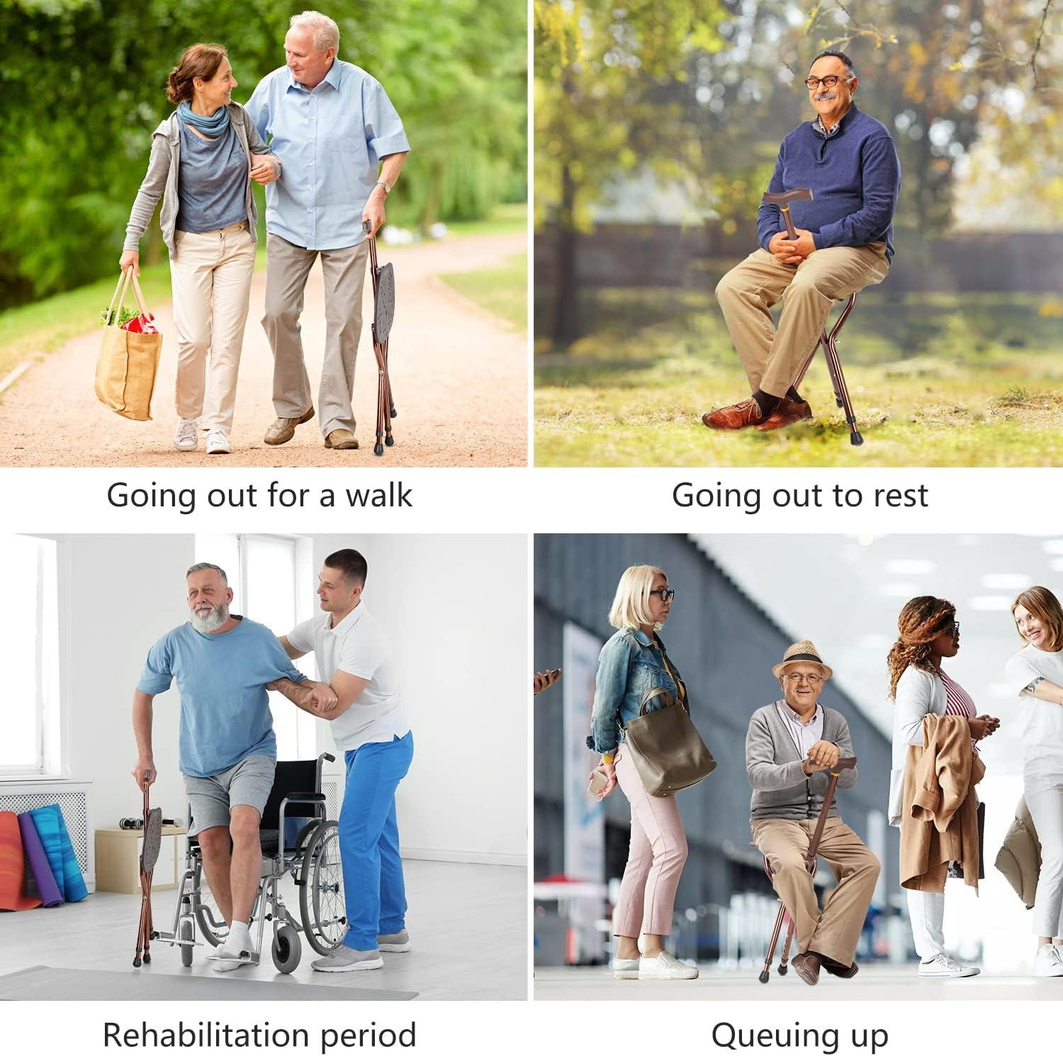 LINGTHIN Walking Stick with Seat for Men | 136kg Capacity | Height ...