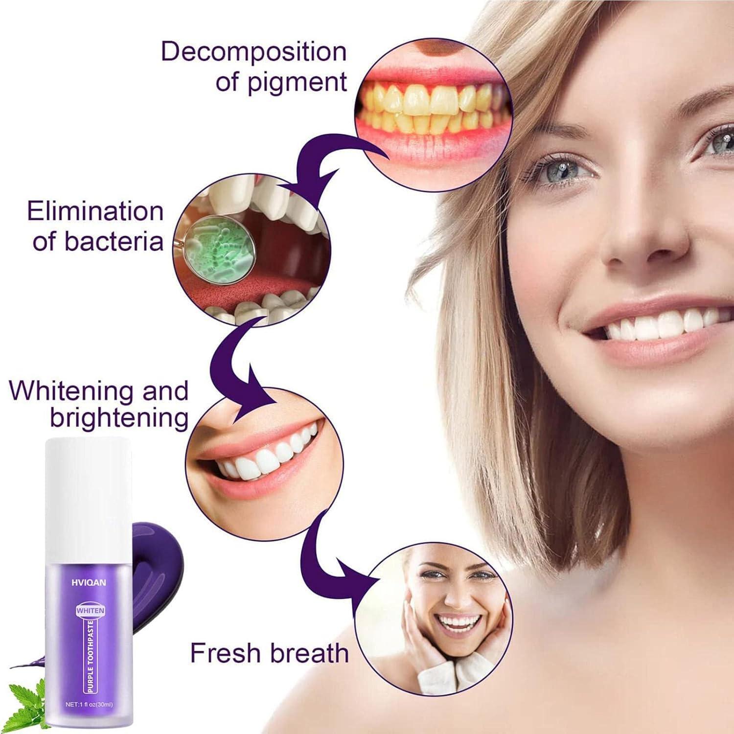 Purple Teeth Whitening Toothpaste Color Bleaching Sensitive Teeth ...