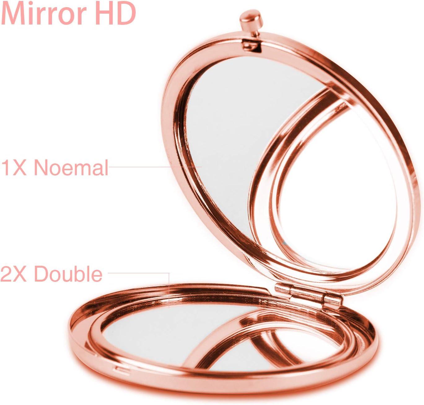 Imiao Rose Gold Compact Makeup Mirror with 2x/1x Magnification ...