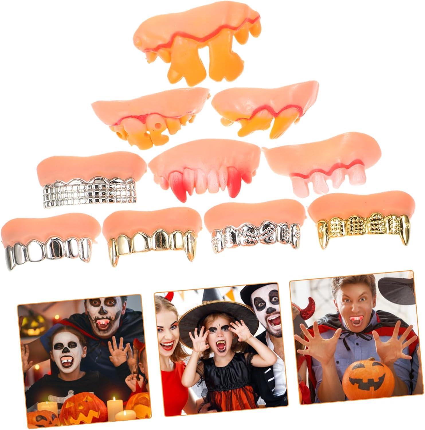 Shop Minkissy 10 Pcs Funny Halloween Horror Teeth - Vampire Evil ...