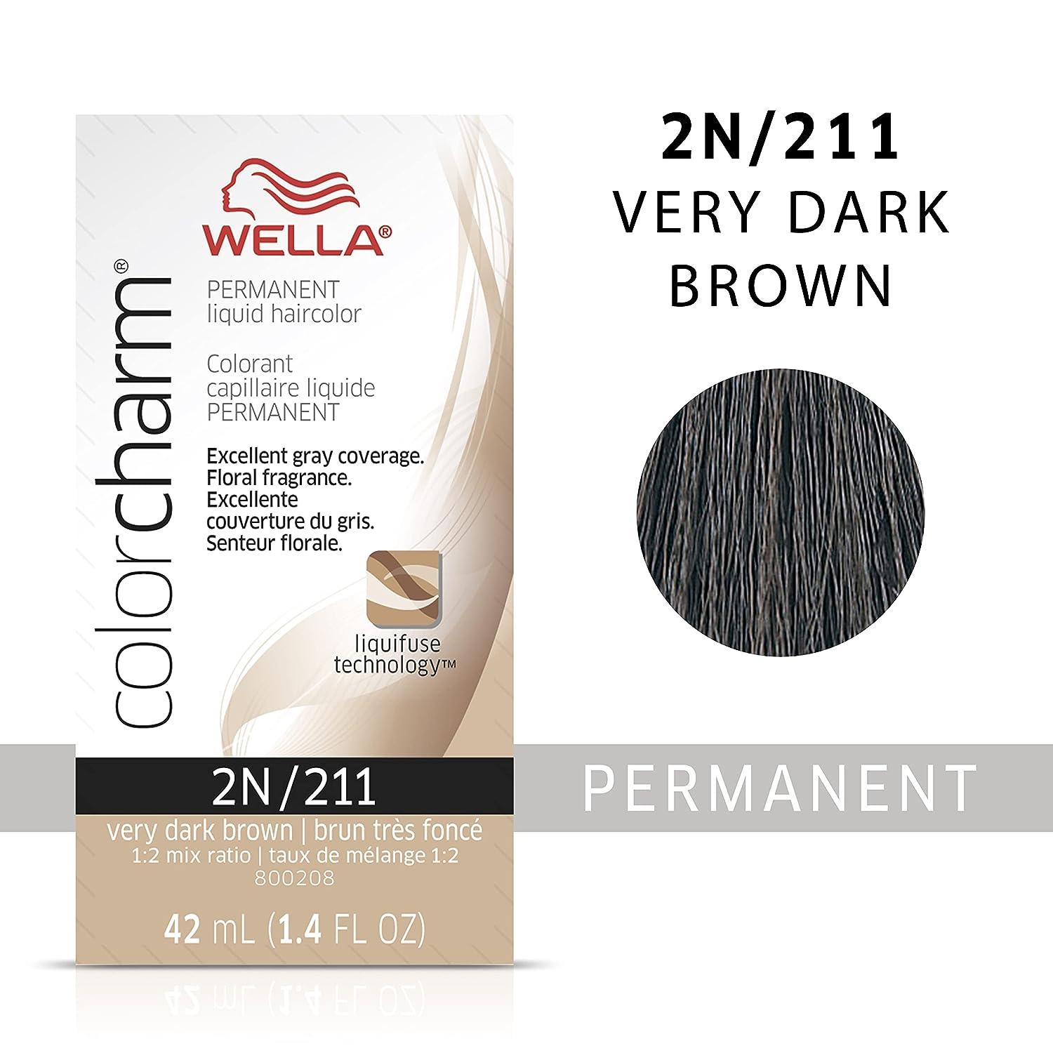 Wella ColorCharm Permanent Liquid Hair Color for Gray Coverage 2N Very ...