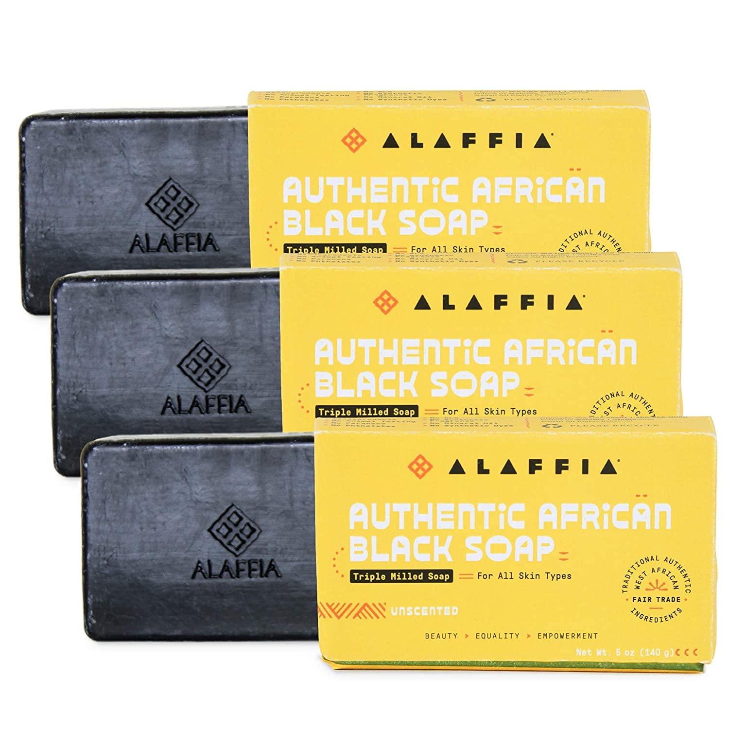 Alaffia Authentic African Black Soap Bar 5 Oz - Pack of 3 | Ultra ...