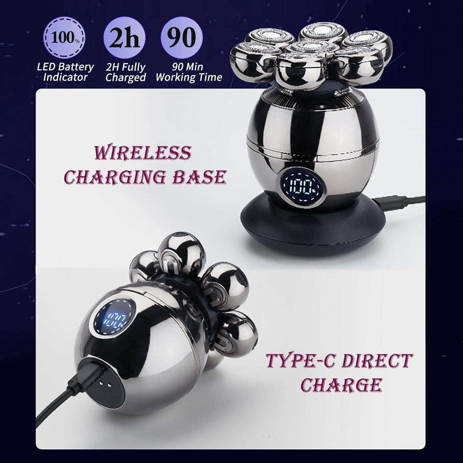 Men's 7D Bald Head Shaver | Wet/Dry Electric Razor with Anti-Pinch ...