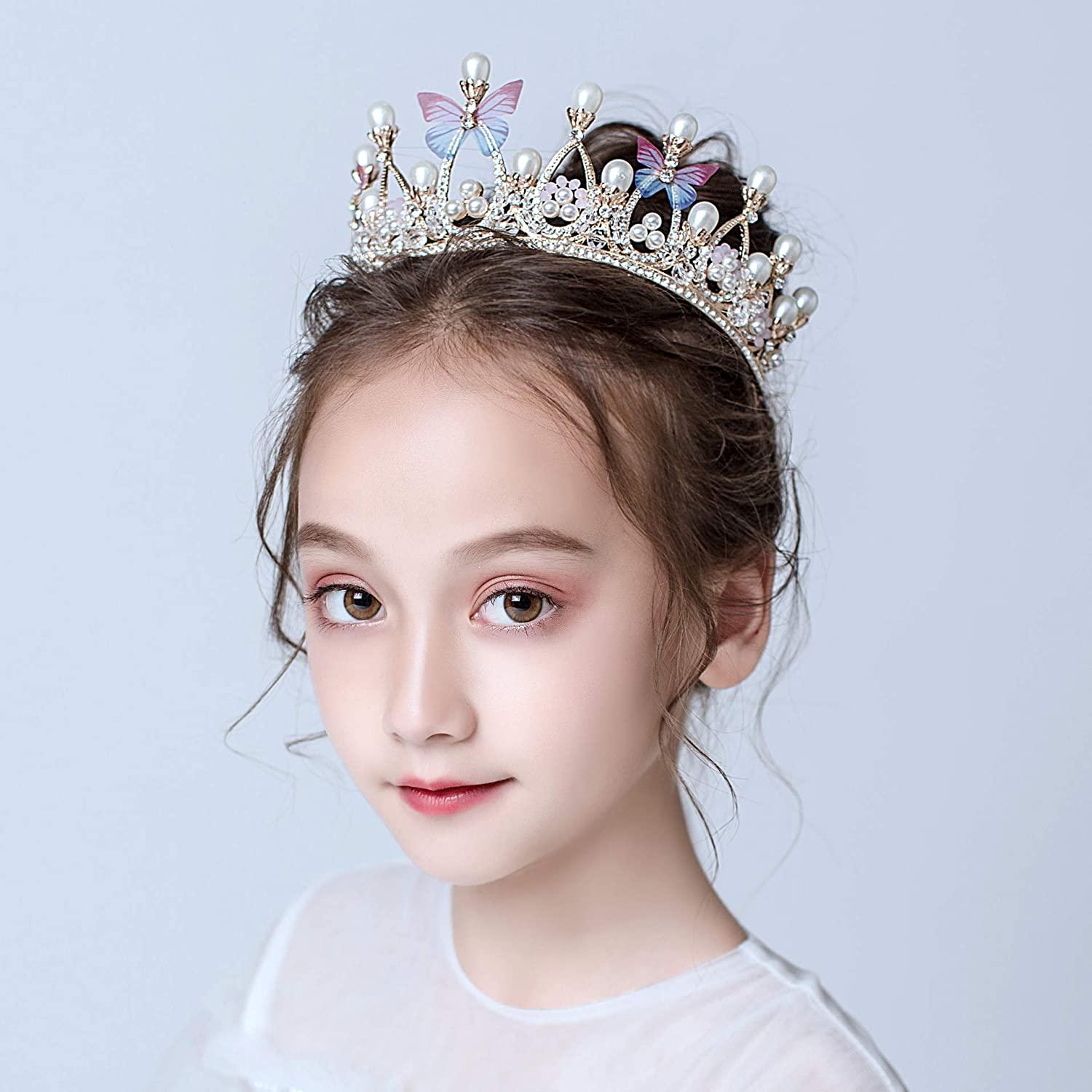 Rose Gold Princess Tiara for Girls - Handmade Butterfly Crown for ...