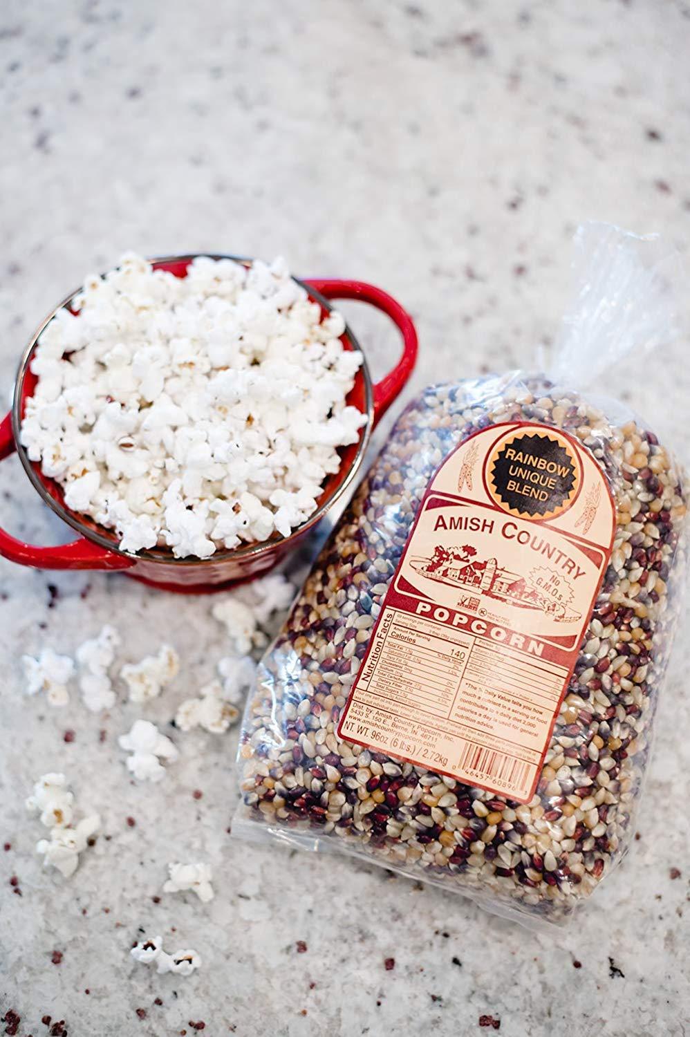 Amish Country Rainbow Popcorn Kernels | 6 lb Bag | Non-GMO & Gluten ...