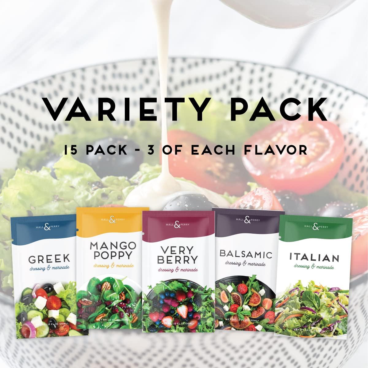 Hall & Perry Lite Salad Dressing Packets - Low Calorie, Low Fat, Keto ...