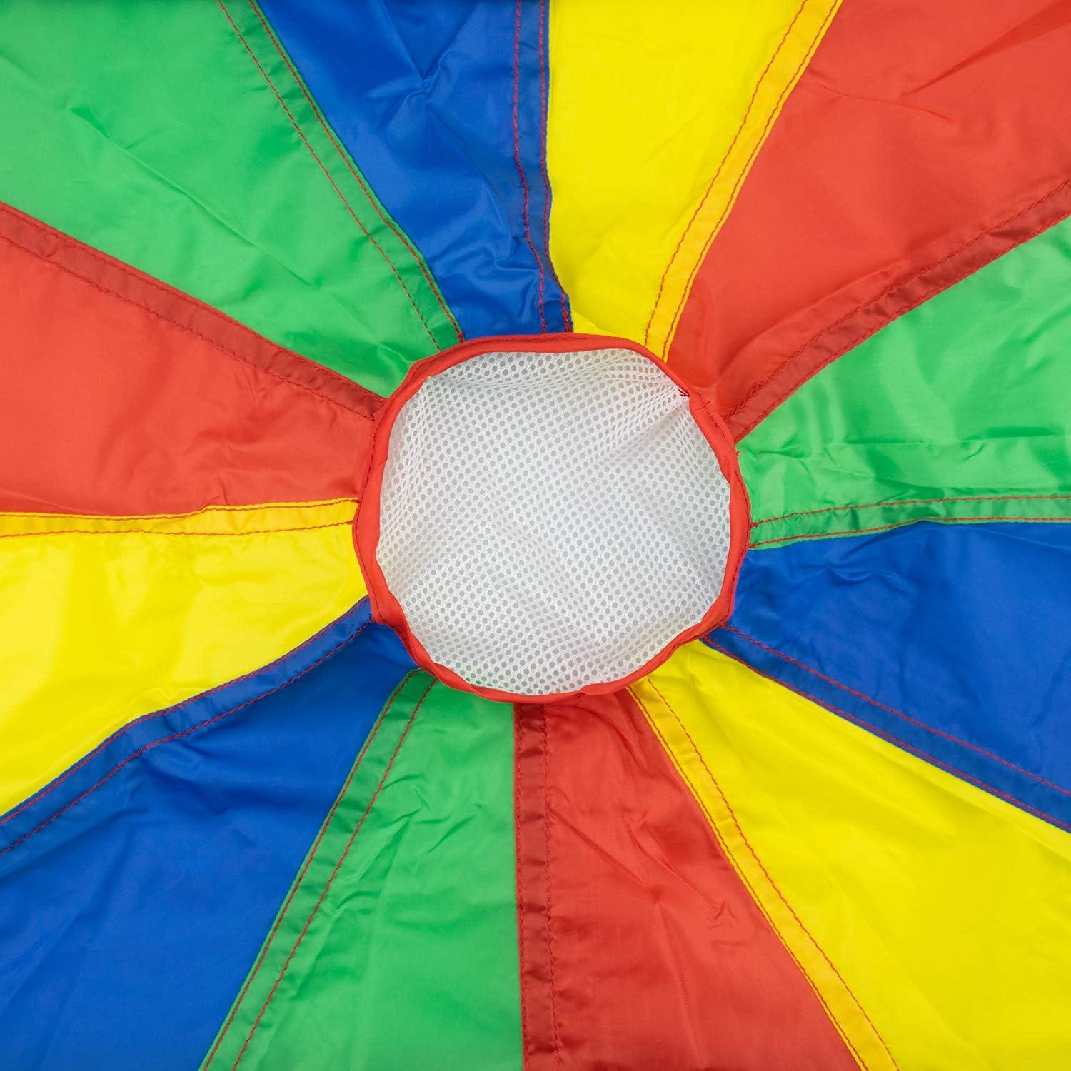 Tebery Kids Play Parachute 12ft - 12 Handles, Multicolored Cooperative ...