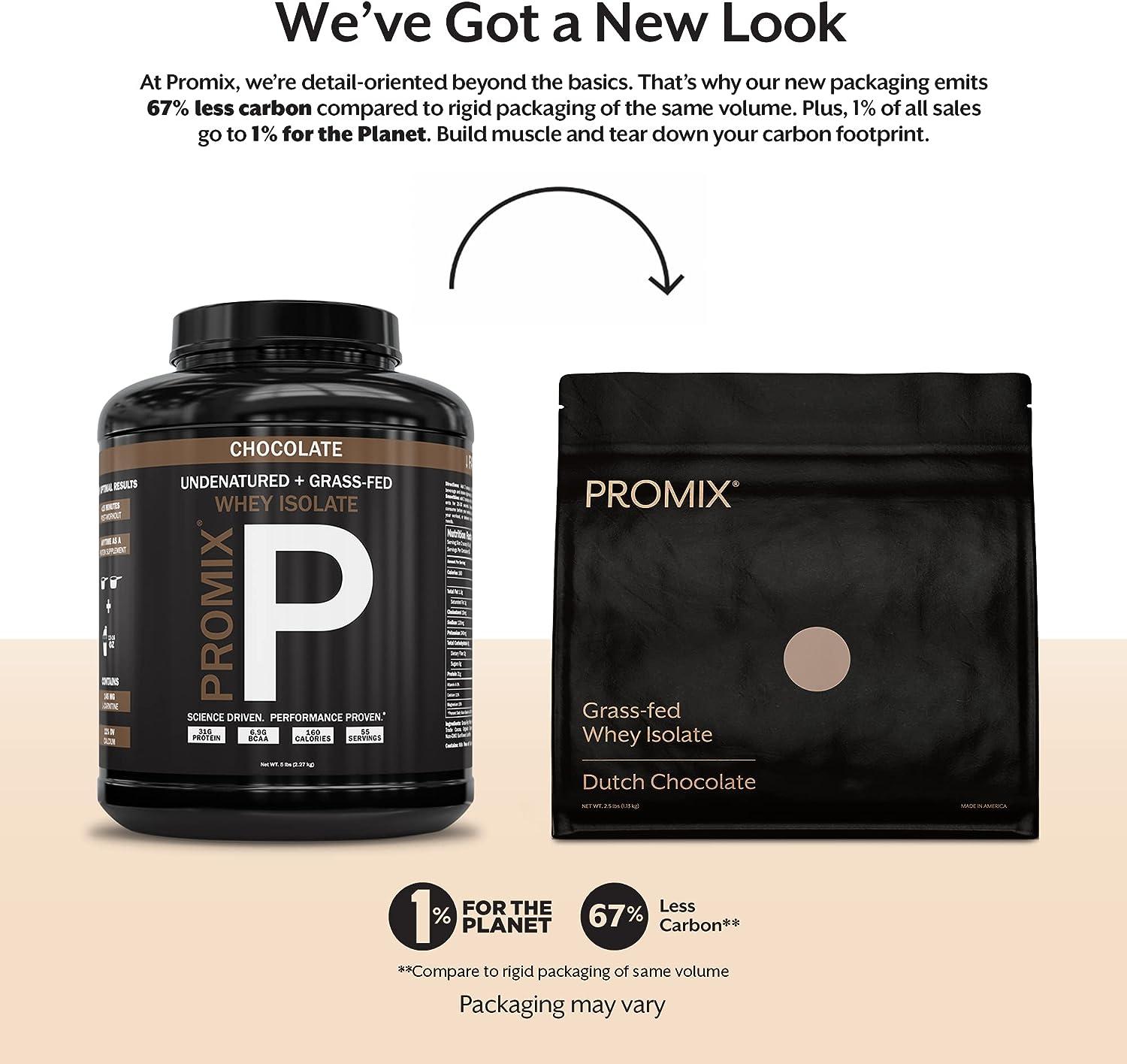 Promix Grass-Fed Chocolate Whey Protein Isolate Powder - 5lb Bulk Pack ...