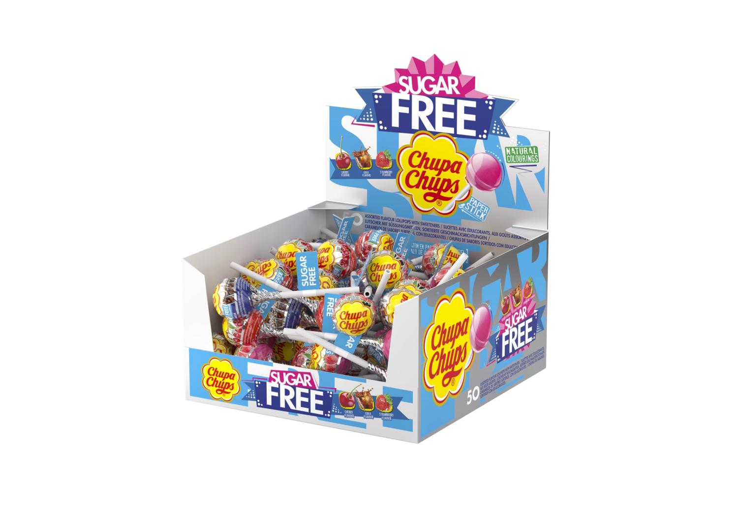 Chupa Chups Sugar Free Party Sweets - Assorted Lollipops Box (50 Count ...