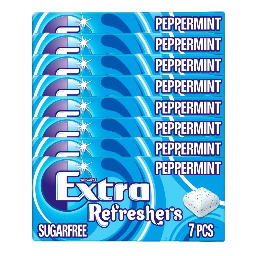 8 x 7pcs Extra Refreshers Peppermint Sugarfree Chewing Gum Handy Box ...