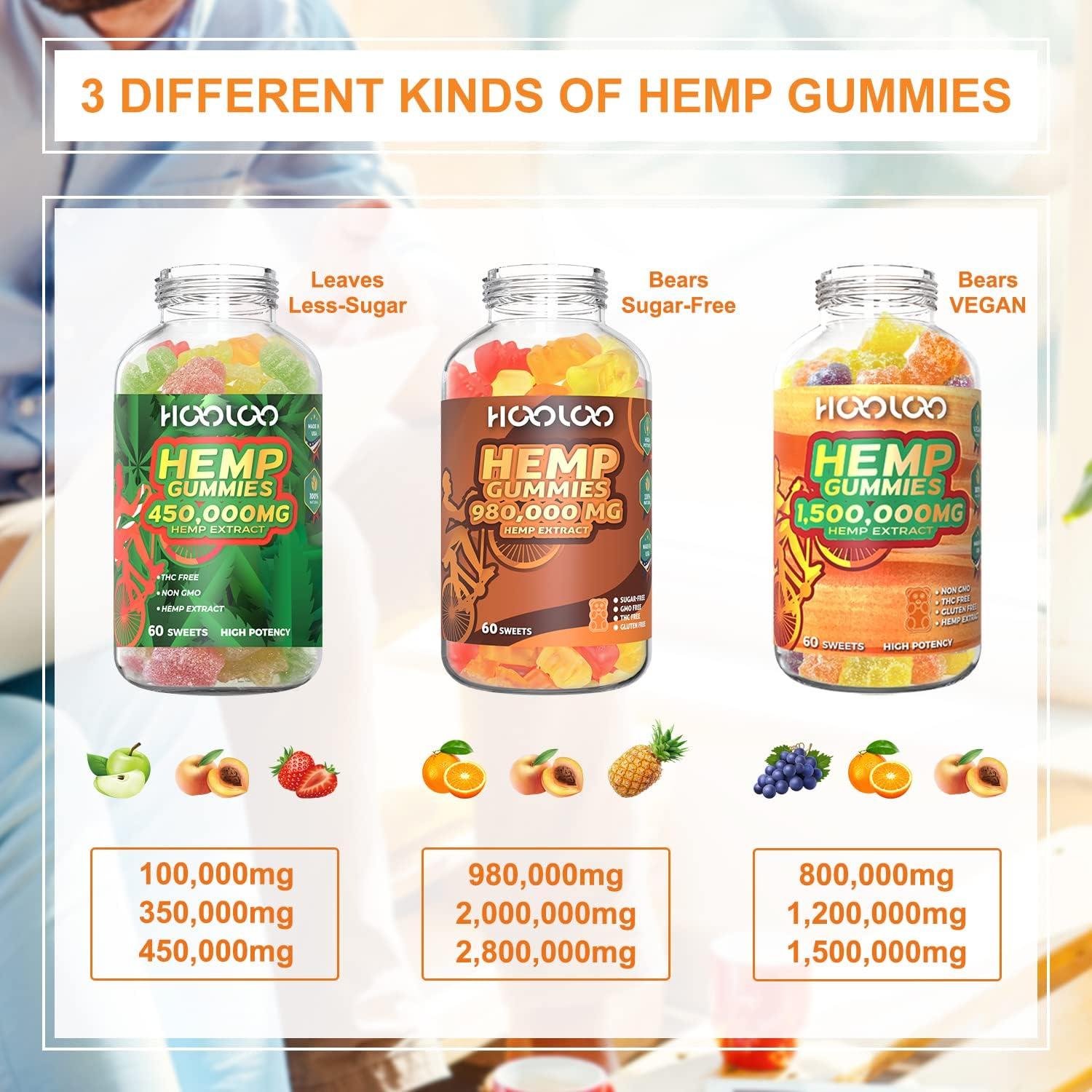 HOOLOO Hemp Gummies 800,000mg - Calm Rest Vegan Gummy Bears - Made in ...