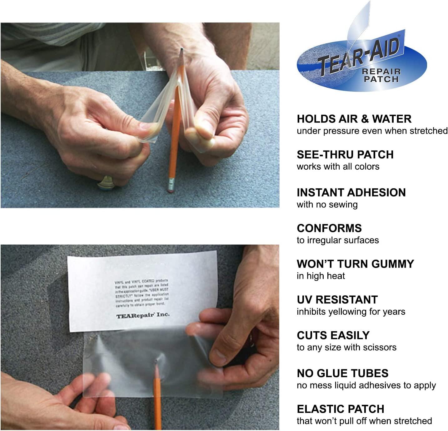 TEAR-AID Type B Vinyl Repair Kit - Clear Patch for Vinyl & Vinyl-Coated ...