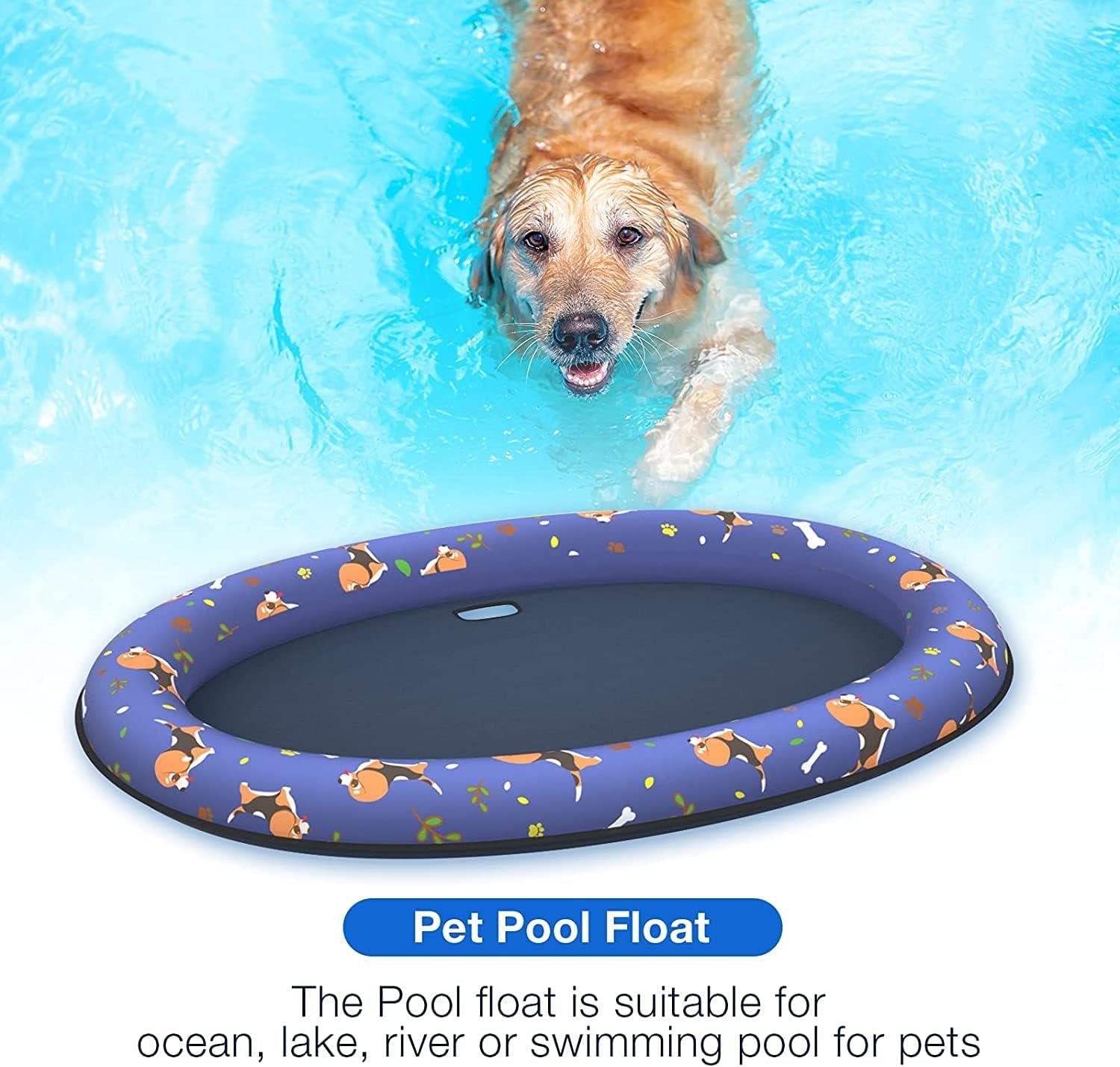 Pet Soft Inflatable Dog Float Raft - Large Blue for Summer Swimming ...