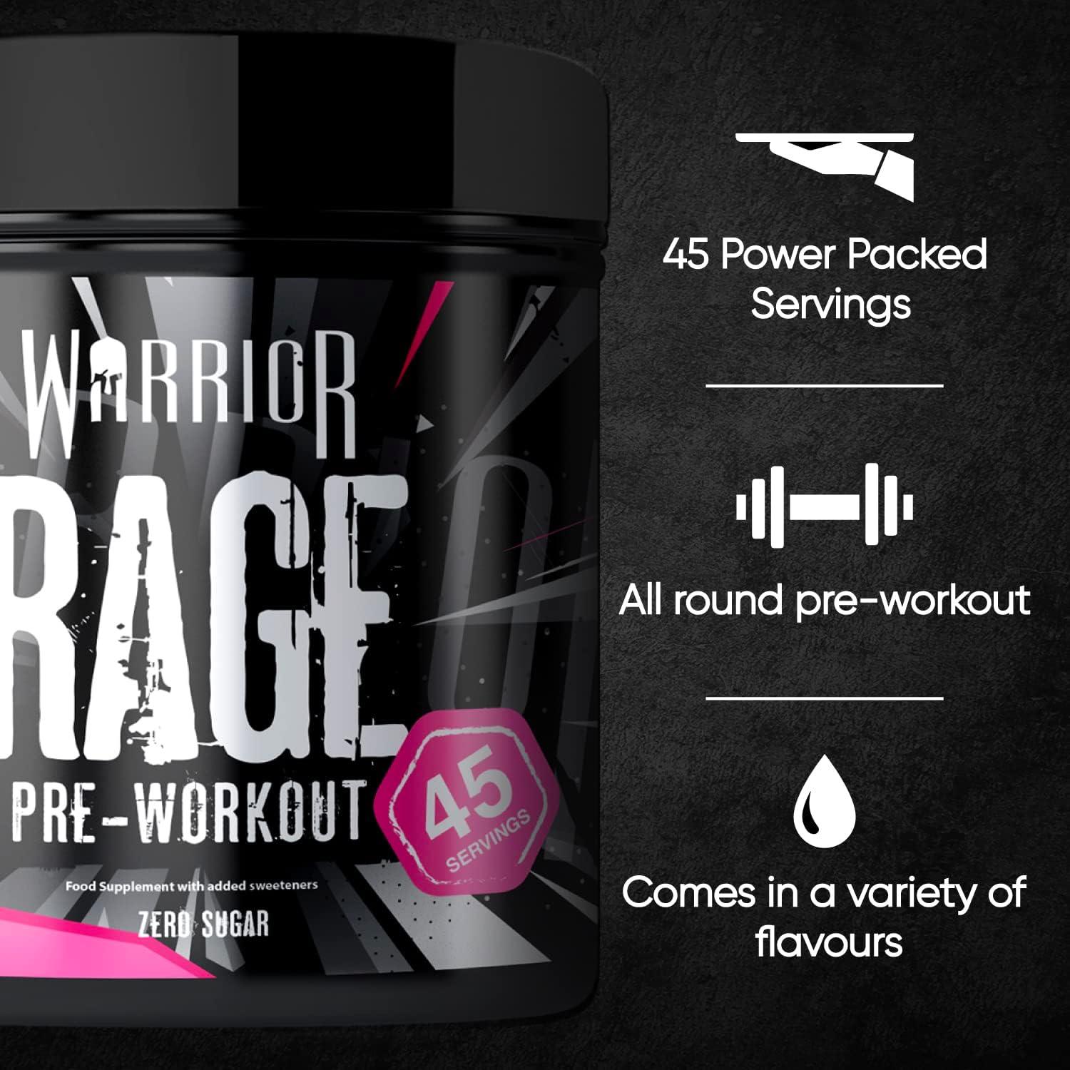 Warrior Rage - Pre-Workout Powder - 392g - Energy Drink Supplement with ...