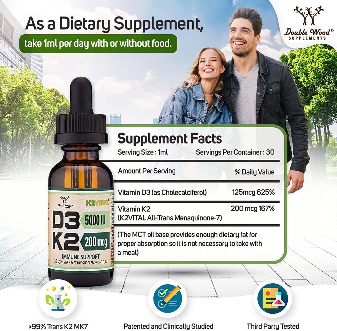 Vitamin D3 K2 5000 IU Liquid Drops - Max Absorption Formula for Kids ...