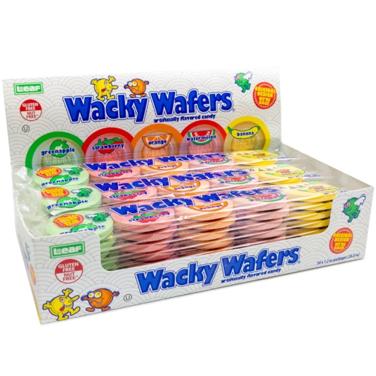 Leaf Wacky Wafers Candy Box - 24 Packs (1.2oz) - Banana, Green Apple ...