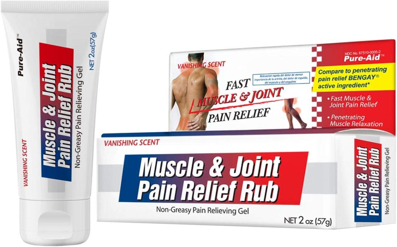Pure-Aid Muscle & Joint Pain Relief Rub 2oz (4pk) - Fast Relief from Arthritis, Backache, Muscle ...