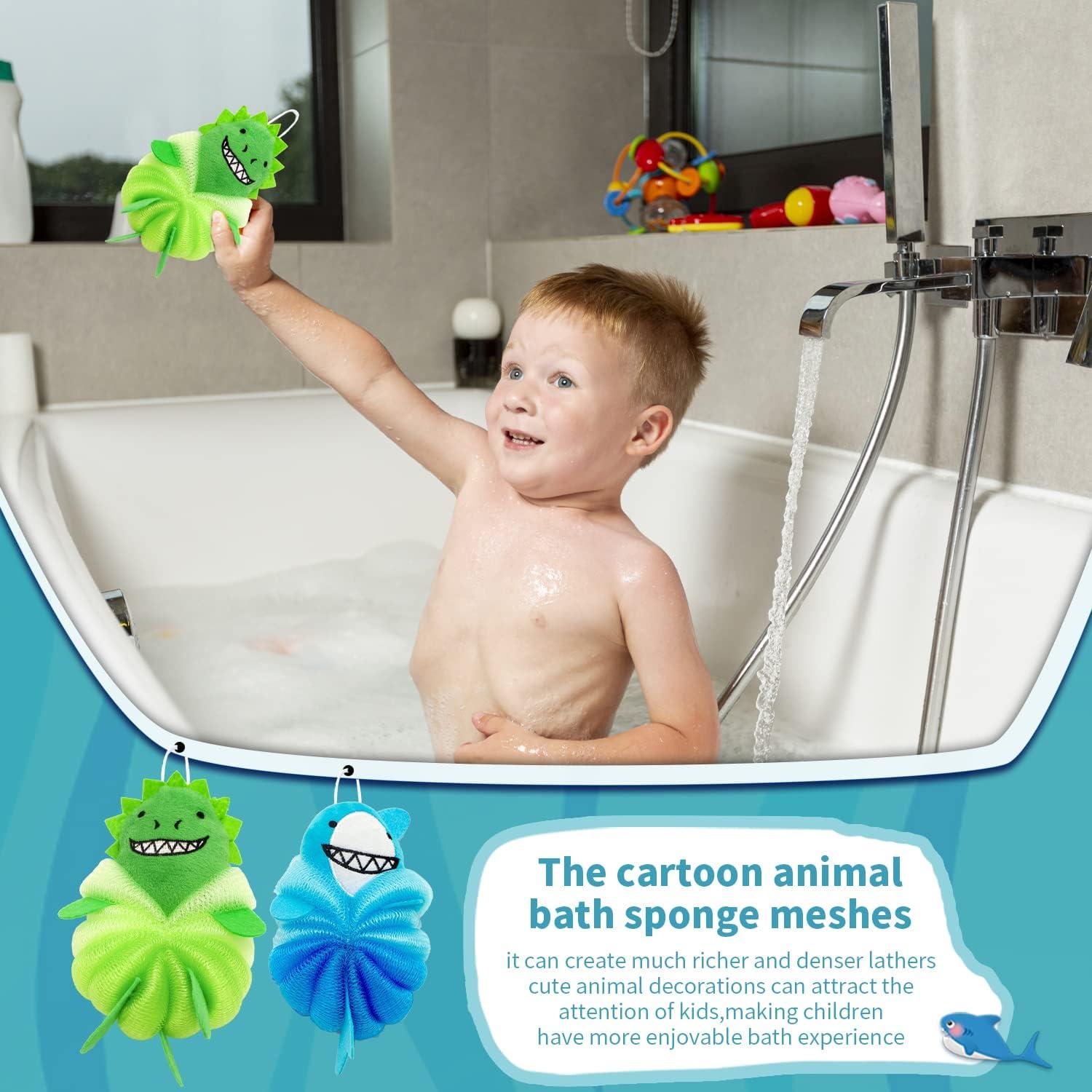 Cute Cartoon Bubble Bath Loofahs for Kids - 2 Pcs Body Scrubber Sponges ...
