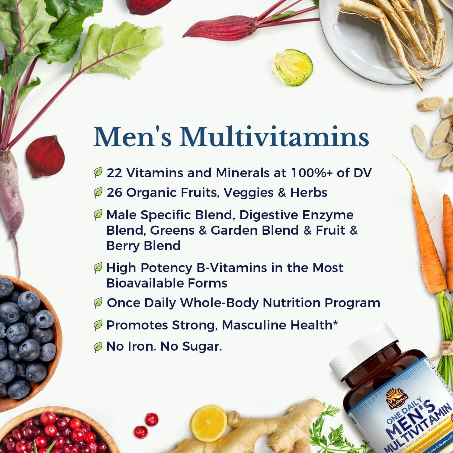 Men's One Daily Multivitamin with Lycopene Saw Palmetto Panax Ginseng ...