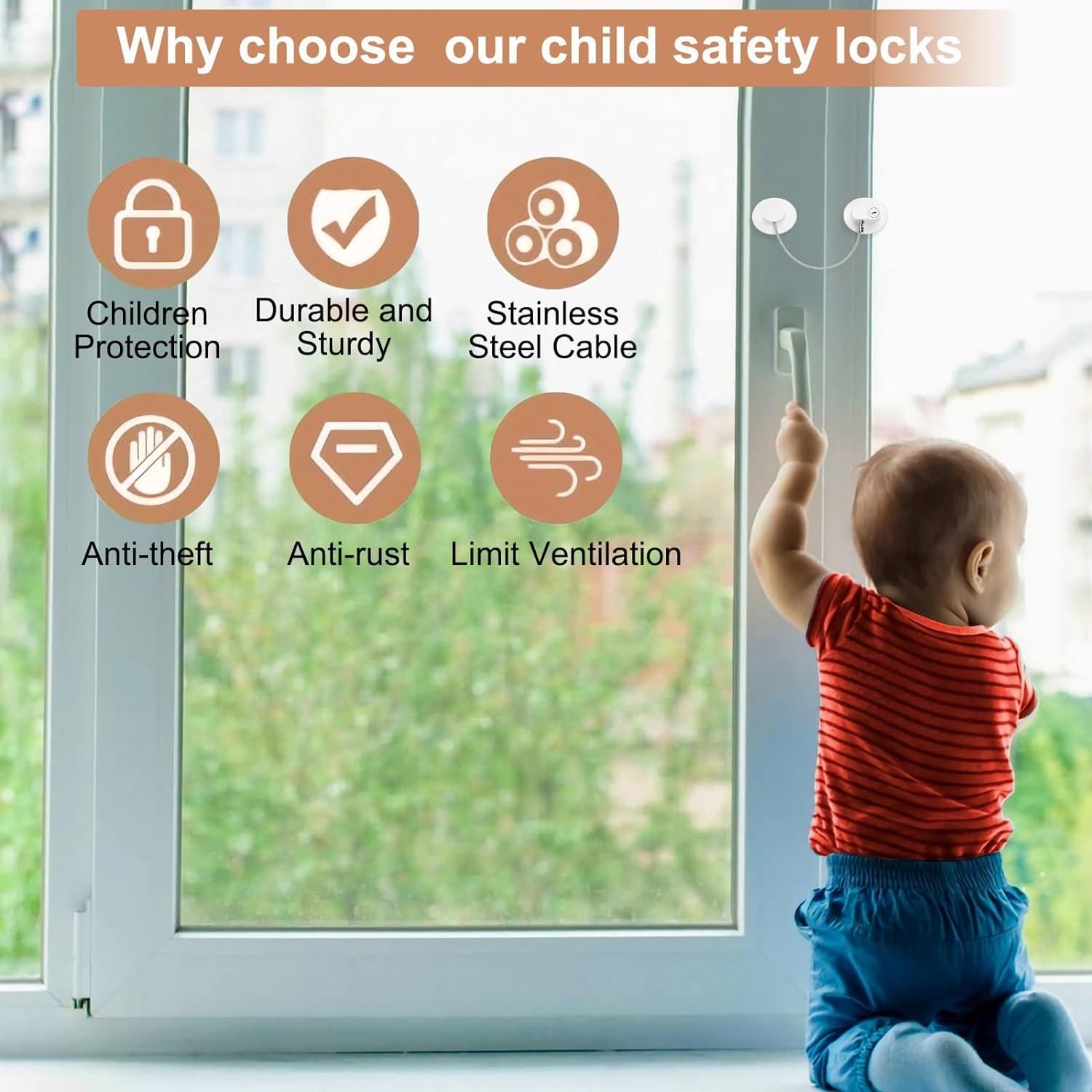 Sunallwell Window Safety Locks - Pack of 4 Childproof Window ...