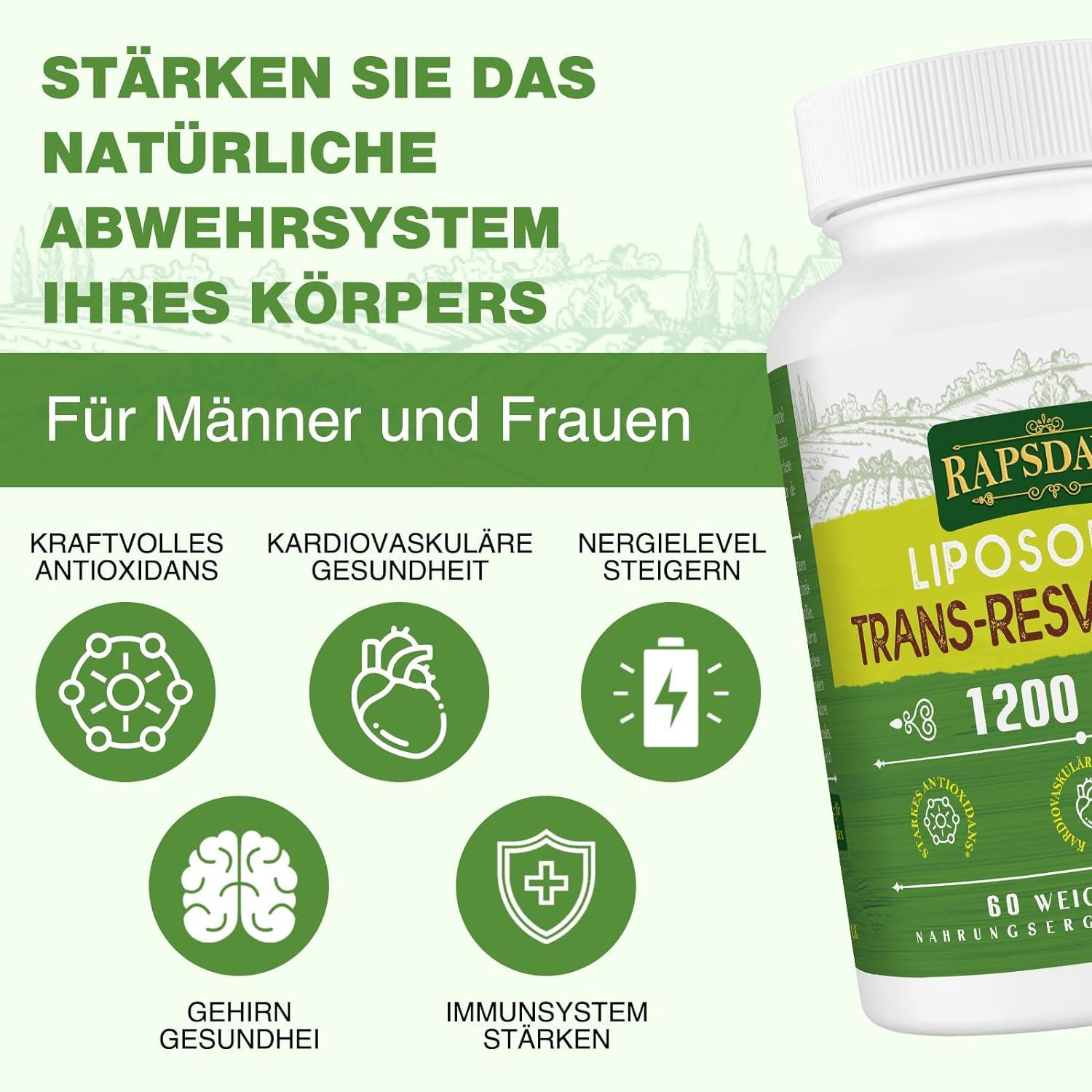 1200mg Liposomal Trans-Resveratrol - Pure 98% Formula 240 Capsules (4 ...