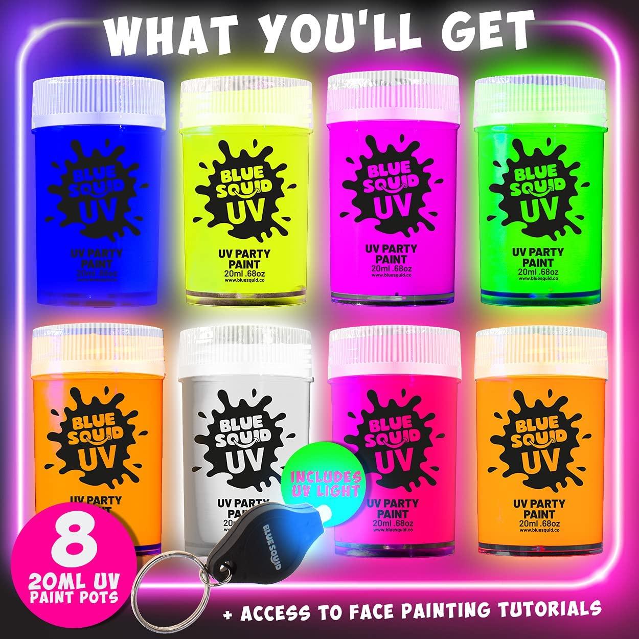 Blue Squid Fluorescent Glow Face & Body Paint Kit - Set of 8 Neon ...