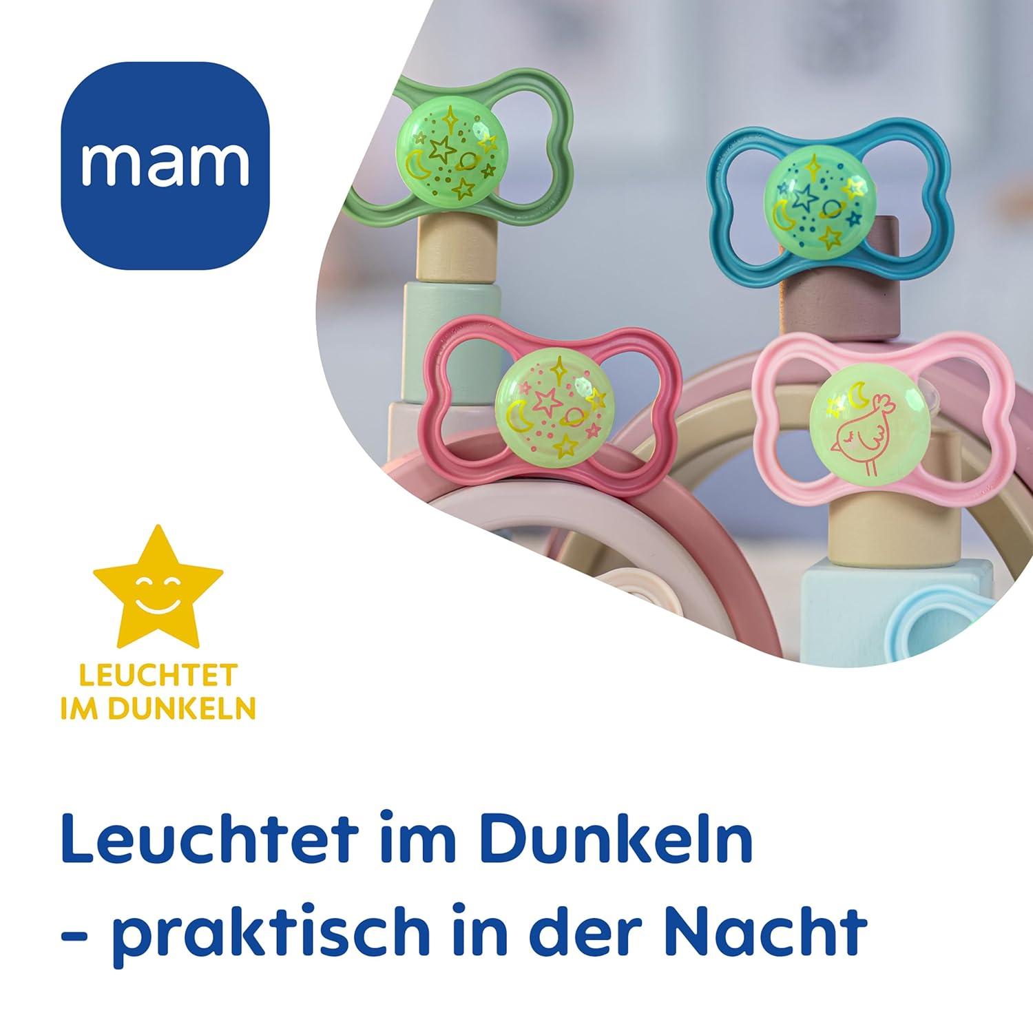 MAM Supreme Night Pacifier Set (2-Pack) | Bright Baby Pacifiers for ...