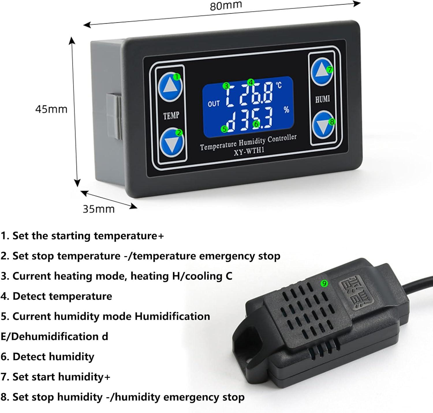 XY-WTH1 Digital LCD Temperature & Humidity Controller - Perfect for Incubation Breeding ...
