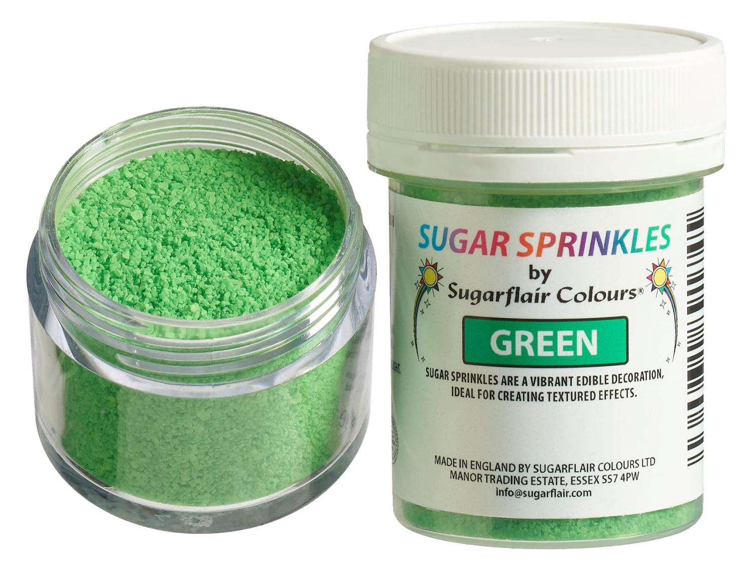 Sugarflair Green Edible Glitter Sugar Sprinkles - 40g for Cake ...
