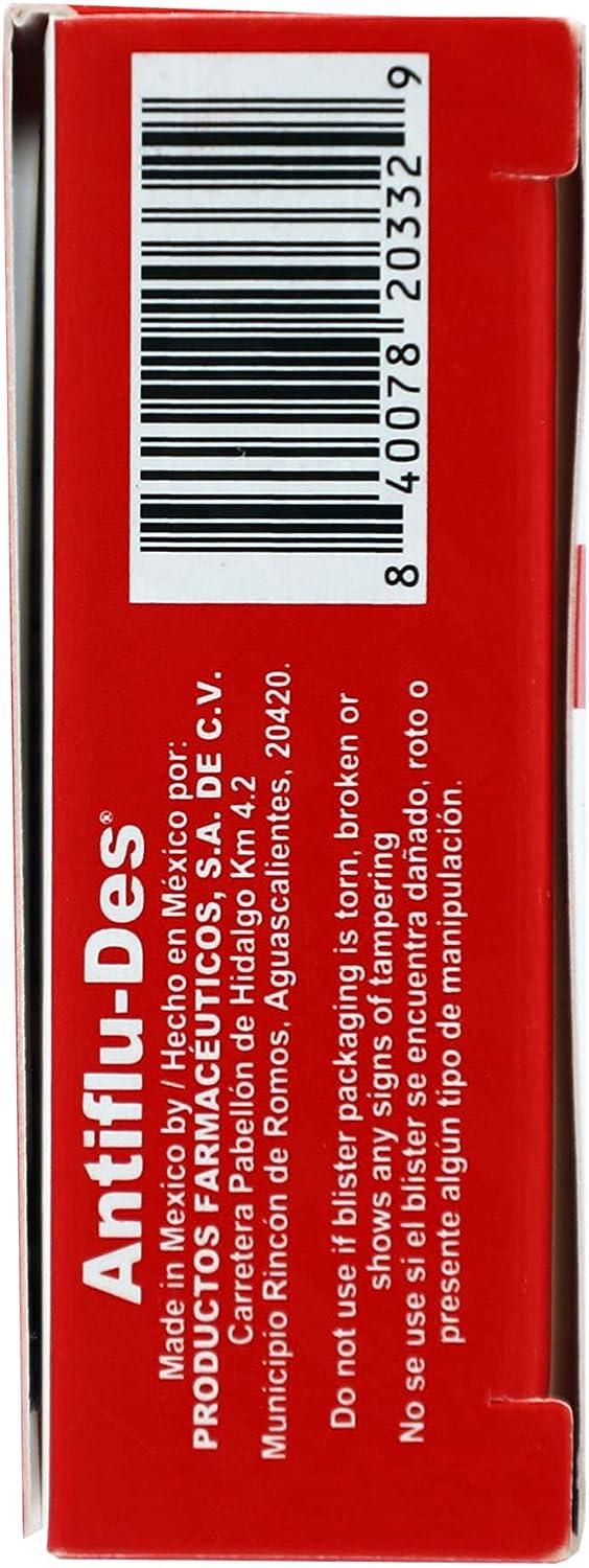 ANTIFLU-DES Cold and Flu Symptoms Relief Fever Reducer 12 Caps Box