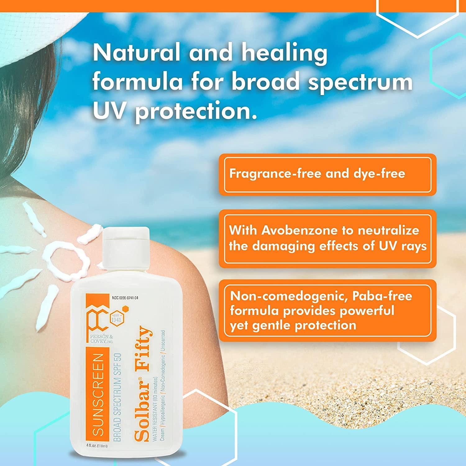 Solbar Fifty PF Cream Sunscreen SPF 50 Unscented 4oz - Broad Spectrum ...