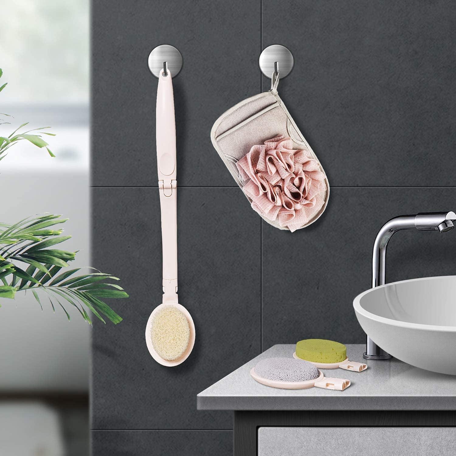 Maioule Foldable Long Handle Bath Body Brush Set - 3 in 1 Back Scrubber ...