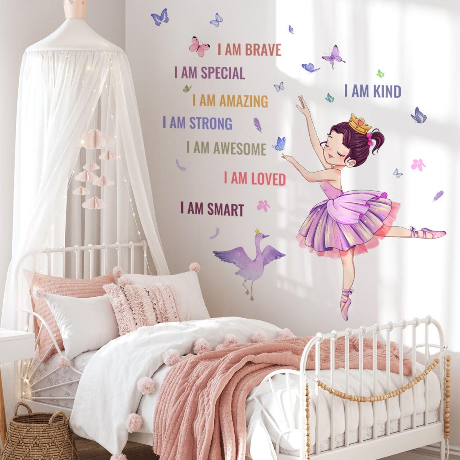 OOTSR Ballet Girls Wall Decals - Inspirational Princess Wall Stickers ...