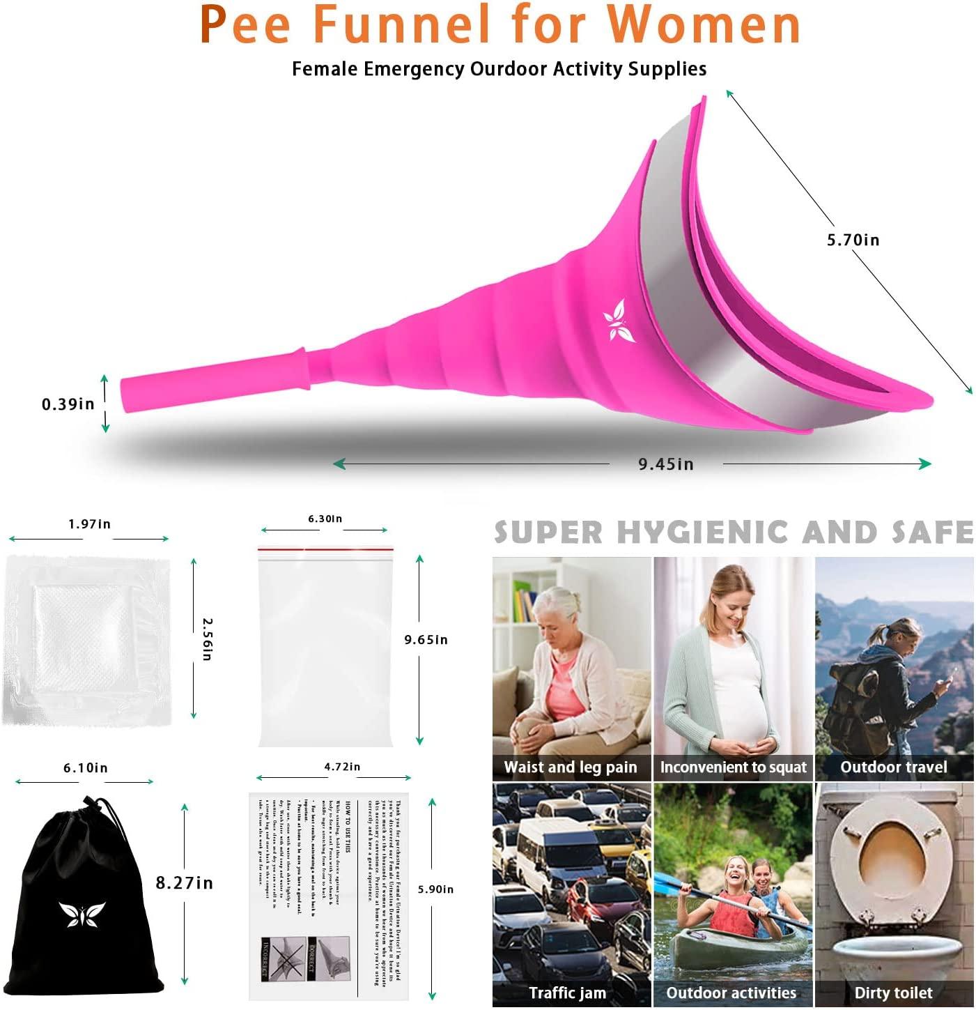 Reusable Female Urinal - Portable Silicone Pee Funnel for Women Standing Up to Pee - Waterproof ...