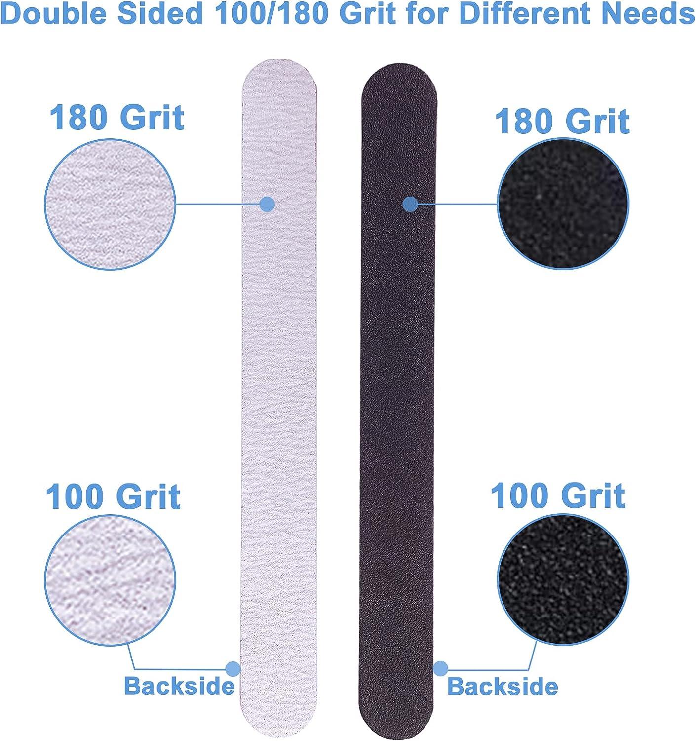 8 Pc Nail File and Buffer Set - 100/180 Grit for Acrylic Nails ...