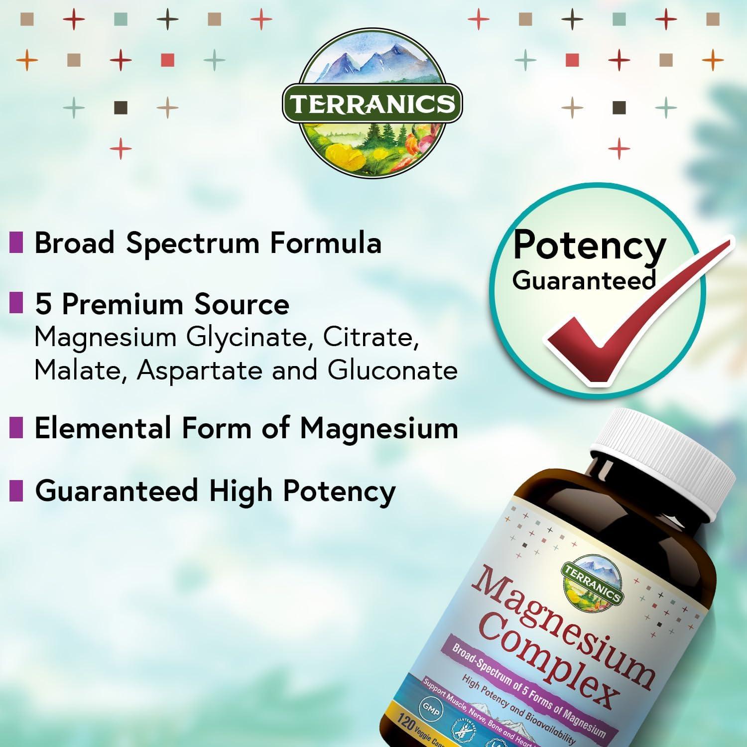 Terranics Magnesium Complex 240 Capsules - Max Absorption for Heart ...