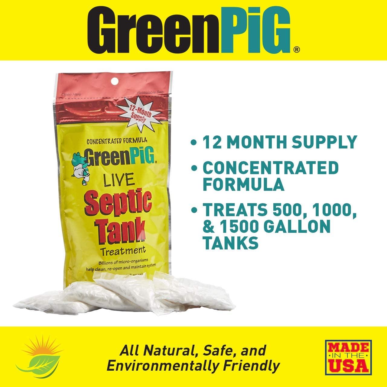 Green Pig 52 Live Tank Treatment | Prevent Backups | Breakdown Septic ...