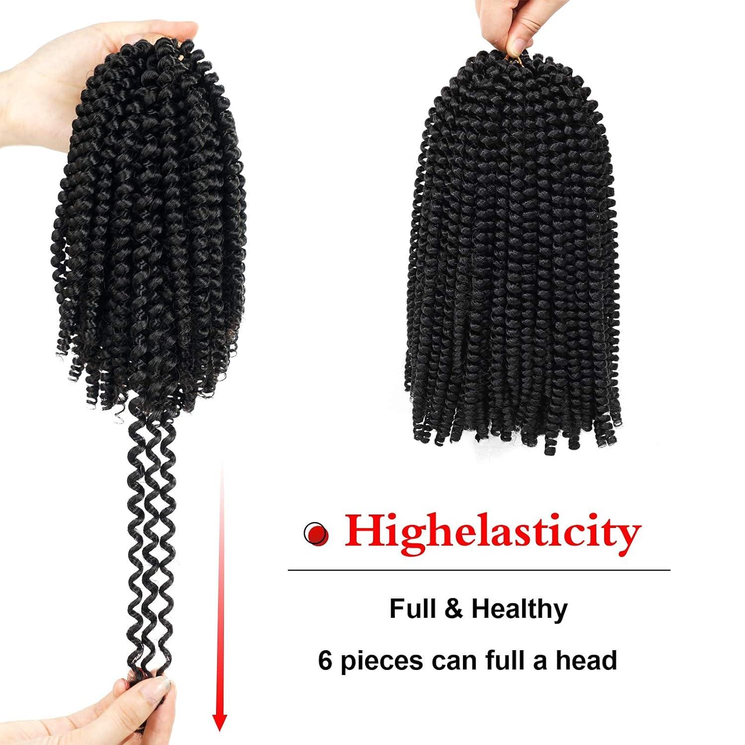 Fluffy Spring Twist Hair 6 Packs 8 inch Crochet Extensions | Synthetic ...