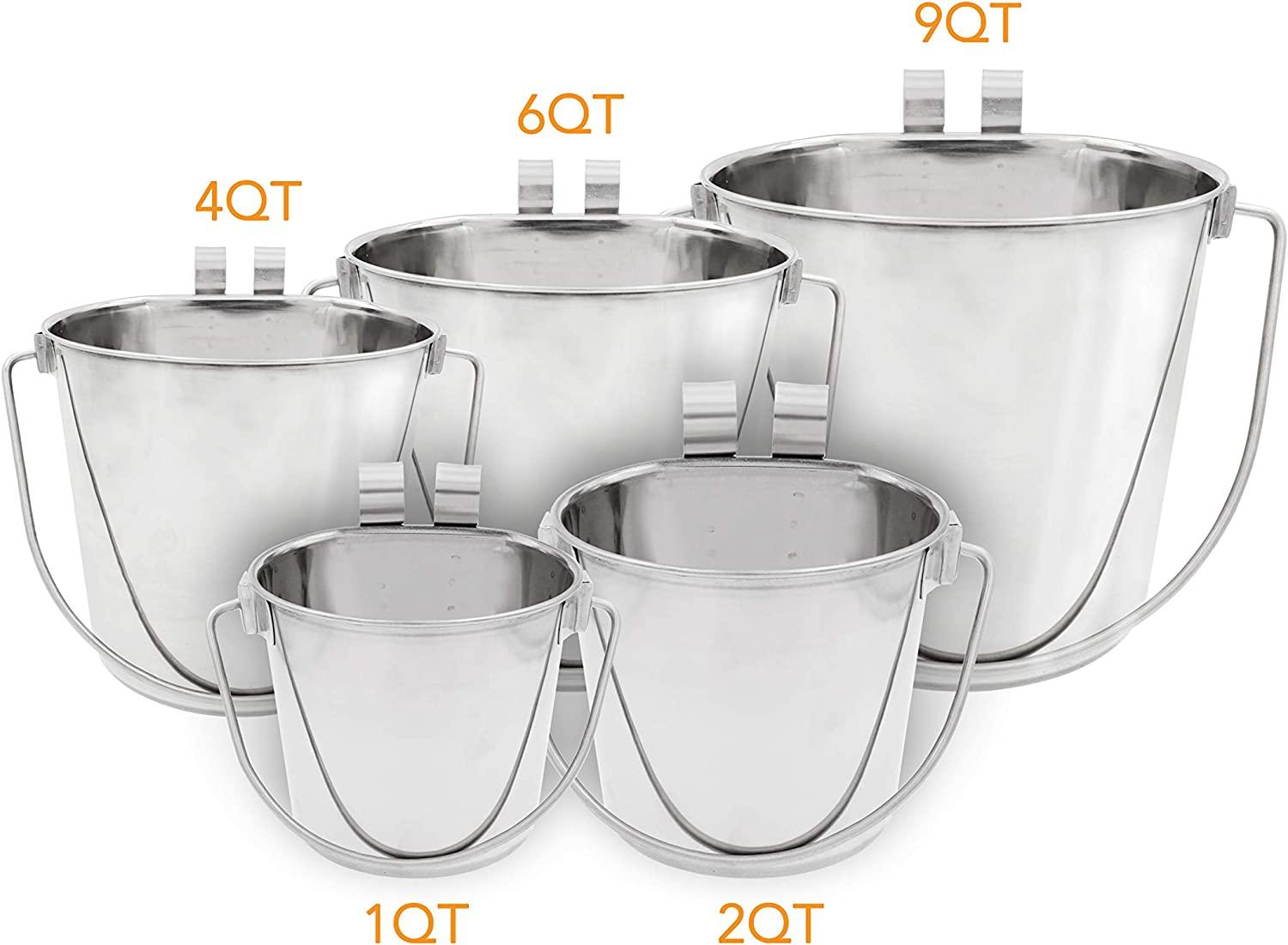 Fuzzy Puppy Flat Sided Pail with Dual Hooks | Heavy Duty Stainless ...