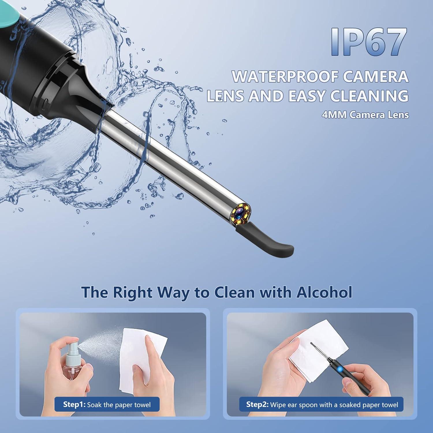 Ear Wax Removal Tool Kit with 1080P Camera and 6 Replaceable Ear Scoops ...