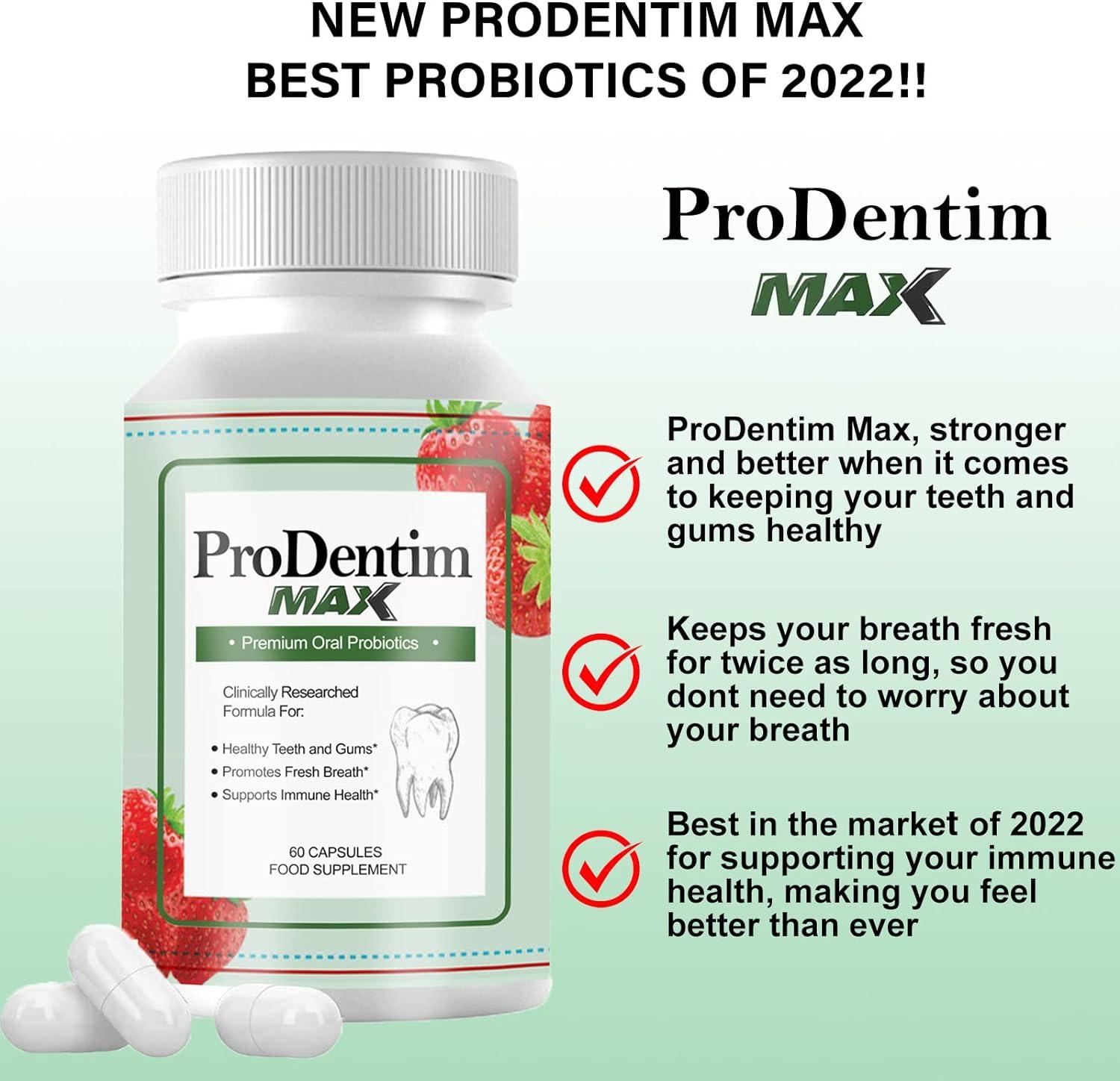 Prodentim Max Oral Probiotic 40B CFU - 60 Capsules for Strong Oral ...