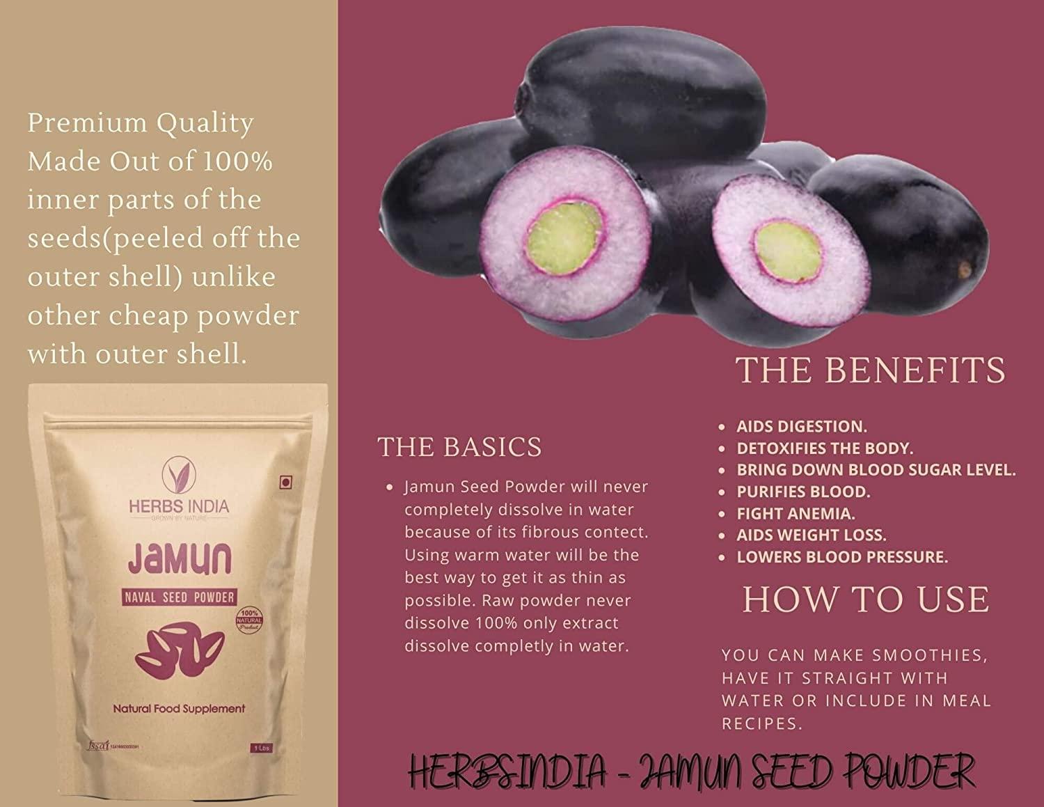 Jamun Seed Powder 16 oz (1 lb) | Indian BlackBerry Fruit Syzygium ...