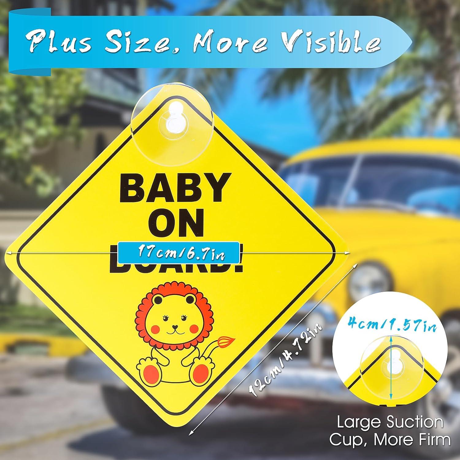 TIESOME 2 pcs Baby on Board Car Warning Sticker Set Giraffe + Lion ...