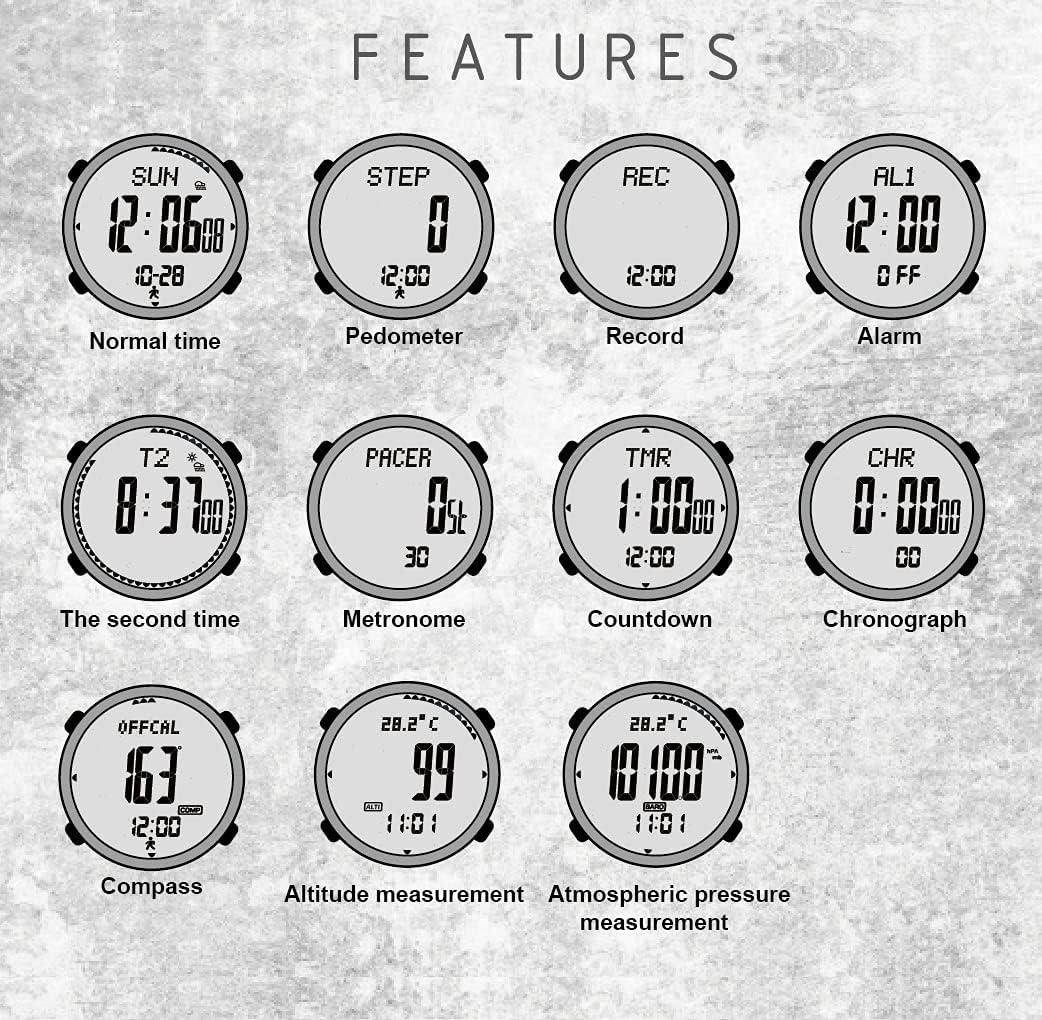 AVTREK Digital Hiking Sport Watch for Men - Tactical Military Compass ...