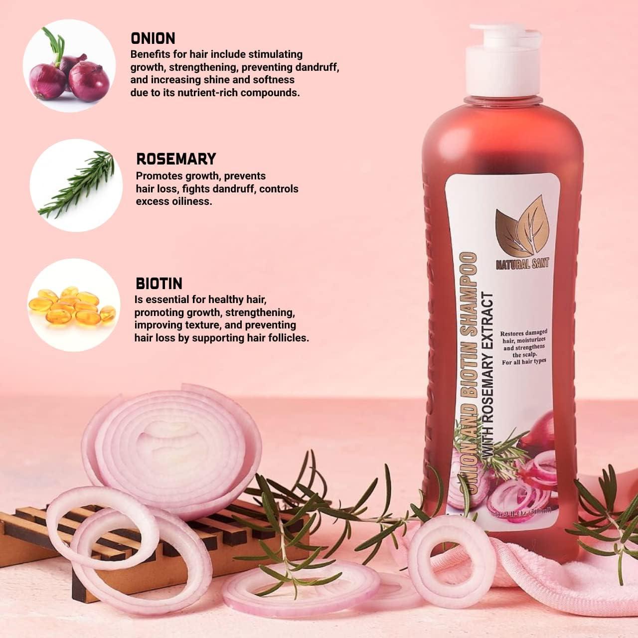 SANT Onion Biotin Rosemary Shampoo for Stronger, Thicker, Longer Hair ...