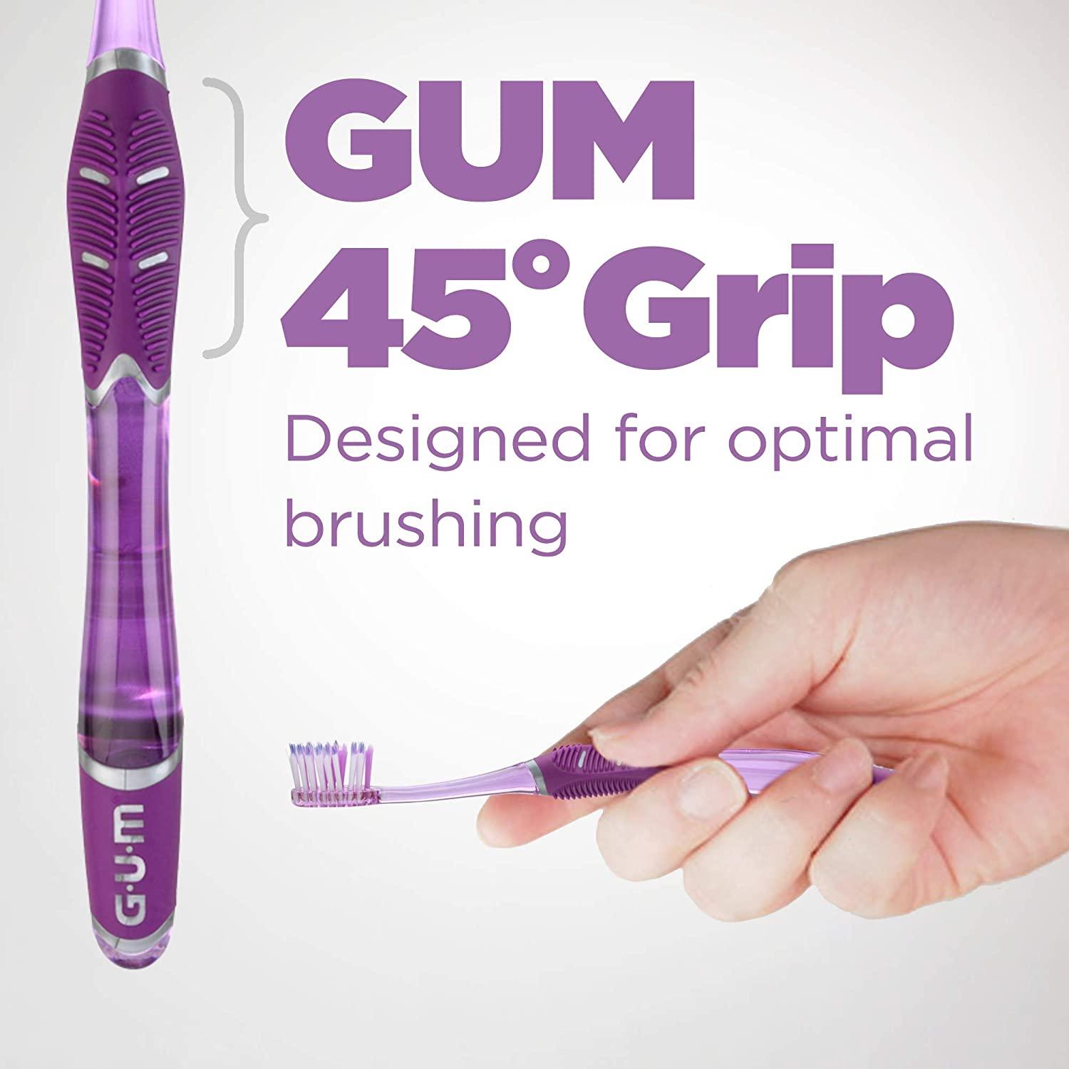 GUM - 525E Technique Deep Clean Toothbrush with Quad-Grip Handle ...