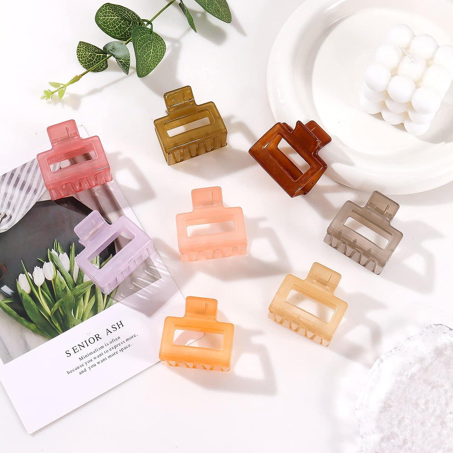 KesaPlan Medium Claw Clips for Women 8PCS - Cute Square Hair Jaw Clamps ...